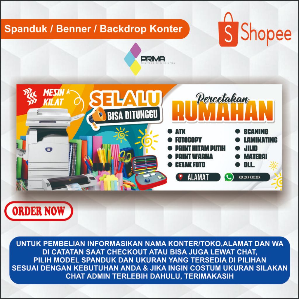 Custom PHOTOCOPY AND ATK PRINTING SHOP BANNER BANNER | Shopee Malaysia