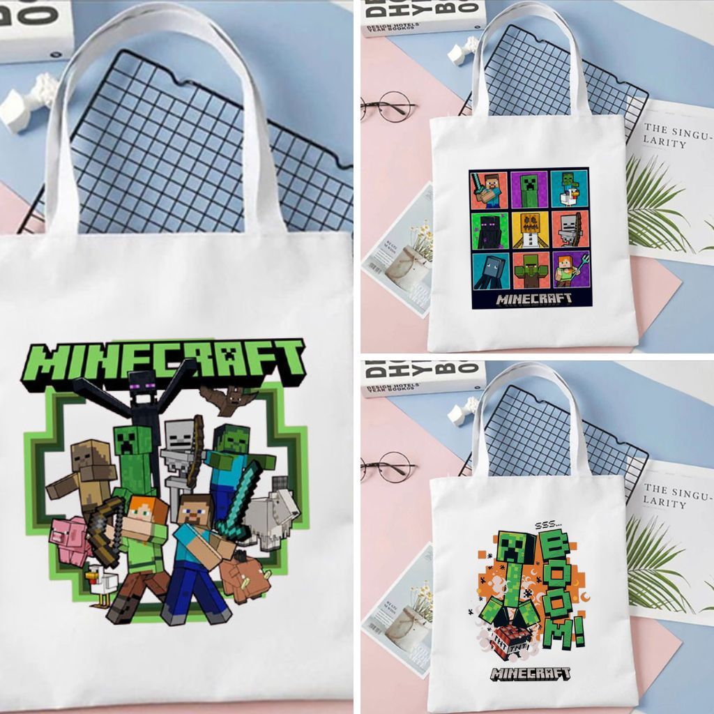 Totebag Tote Bag Minecraft Cute Canvas Goodie Bag Aesthetic Kids ...