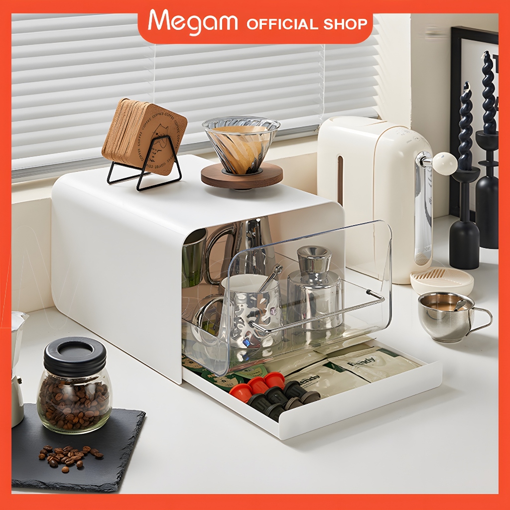 Megam Glass/Food/Beverage Storage Drawer Rack Sachet Shelf Minimalist ...
