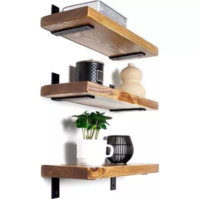 KAYU HIASAN DINDING Wall Mounted Shelf/Wooden Wall Hanging With Iron ...