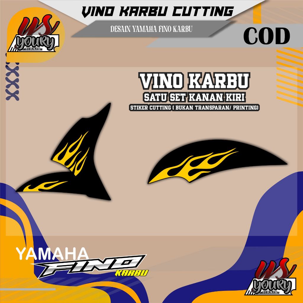 Cutting Sticker STRIPING YAMAHA FINO Carburetor DESIGN Fire HOT WHEELS ...