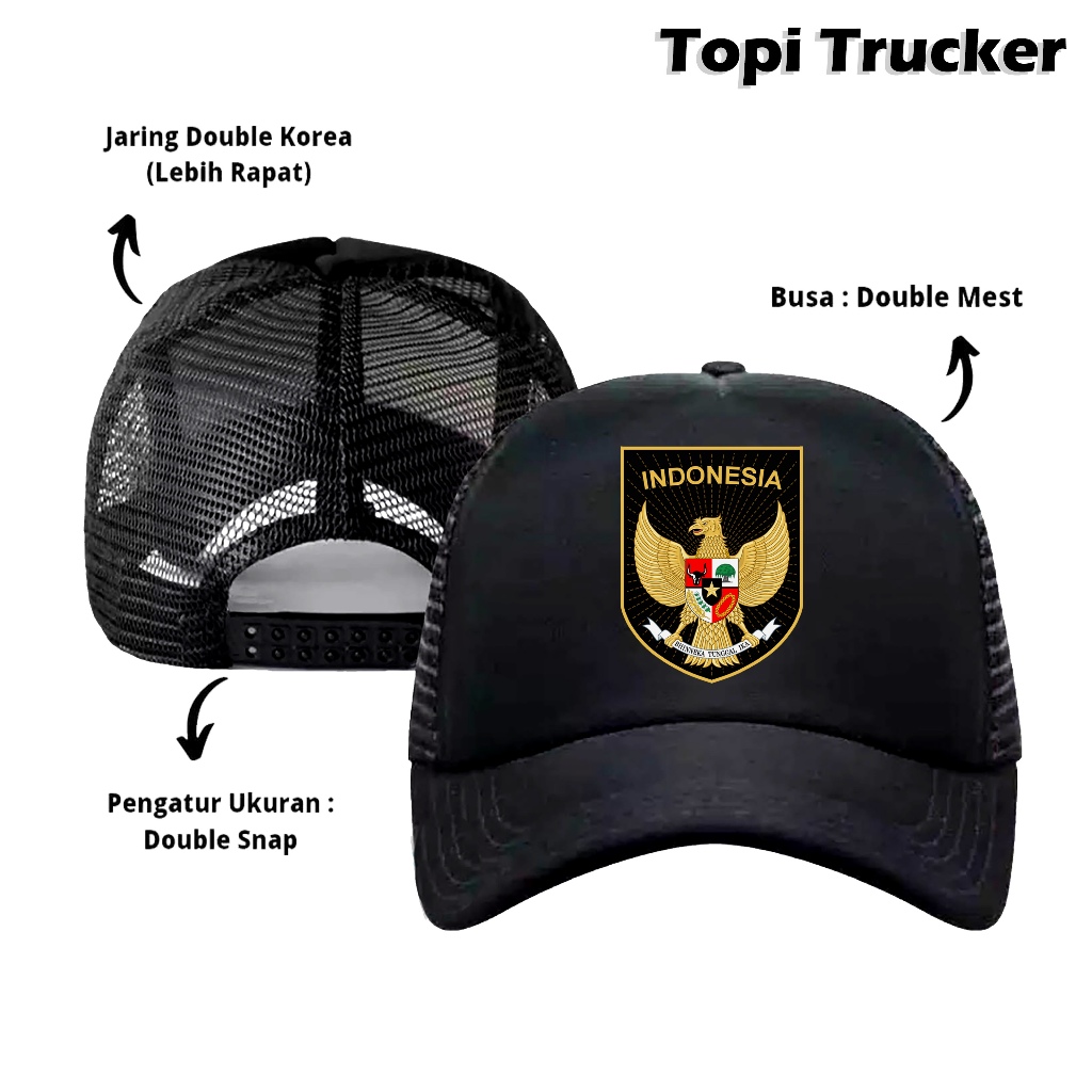 Indonesian Football National Team Logo Mesh Trucker Hat Custom Men's ...