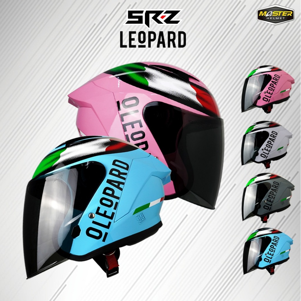 HALF FACE SRZ HELIOZ HELMET WITH LEOPARD SERIES MOTIF, JPR RR15 MODEL ...