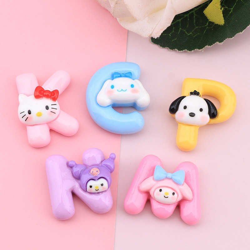1set (5pcs) - Resin Clay Premium Glossy Sanrio Alphabet Letters Hello ...