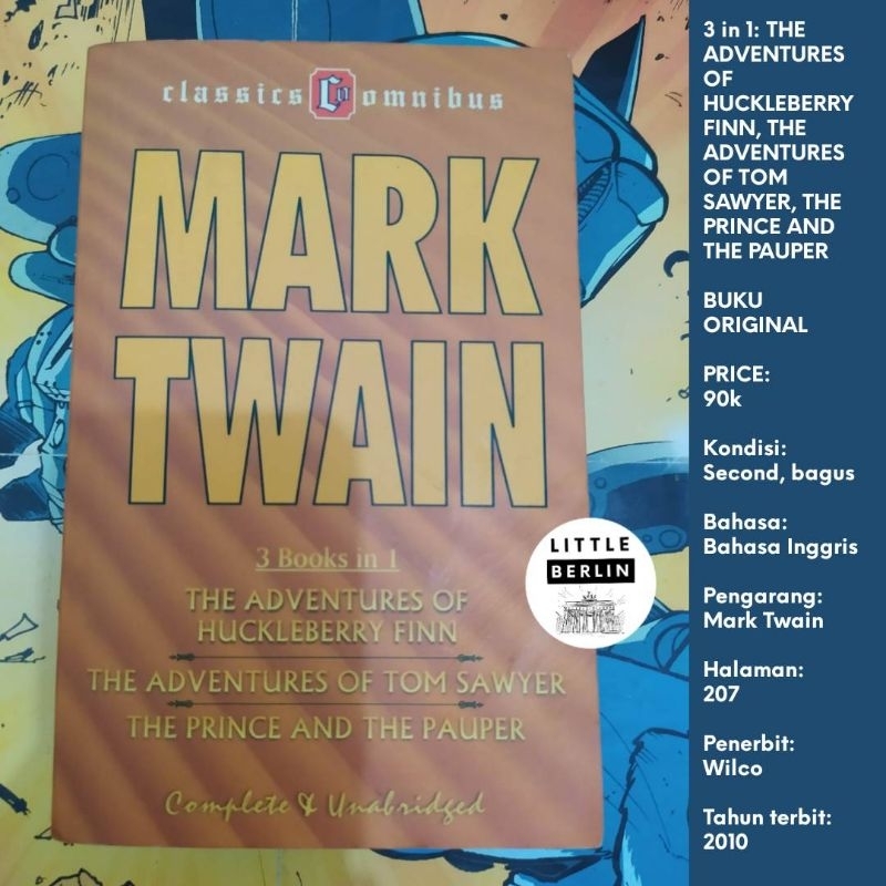 Novel Mark Twain 3 in 1 THE ADVENTURES OF TOM SAWYER / THE ADVENTURES ...