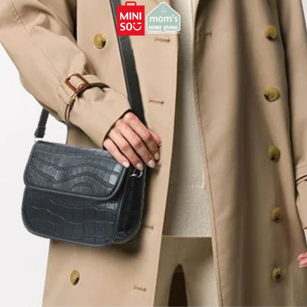 Miniso Sling Bag Crossbody Bag Stone Pattern Shoulder Bag with Flap ...