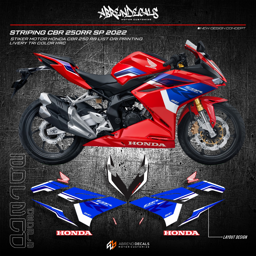 Sticker CBR 250 RR LIVERY TRI COLOR HRC ORI PRINTING DESIGN CUSTOM ...