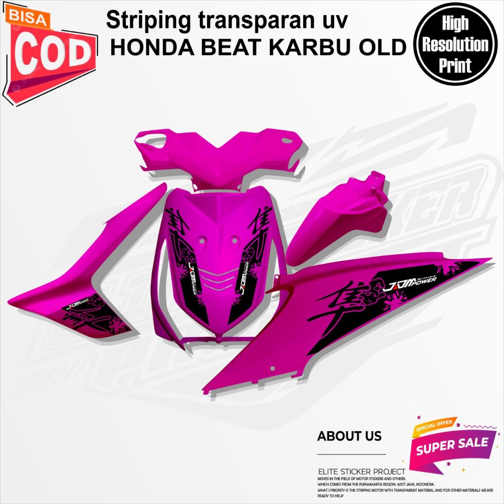 Transparent STRIPING BEAT Carburetor 2007-2012 STICKER HONDA BEAT KEREN ...