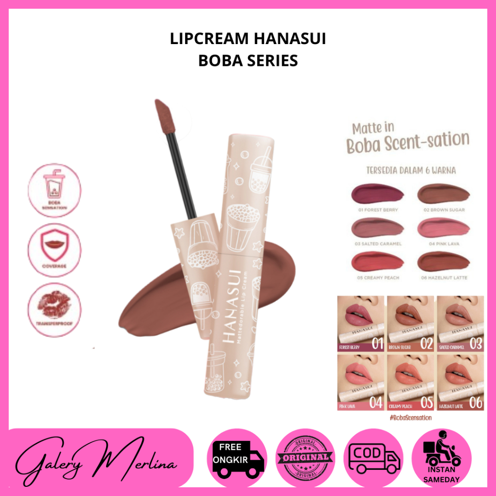 Hanasui Mattedorable Lipcream Boba Series Edition/Long Lasting Lip ...