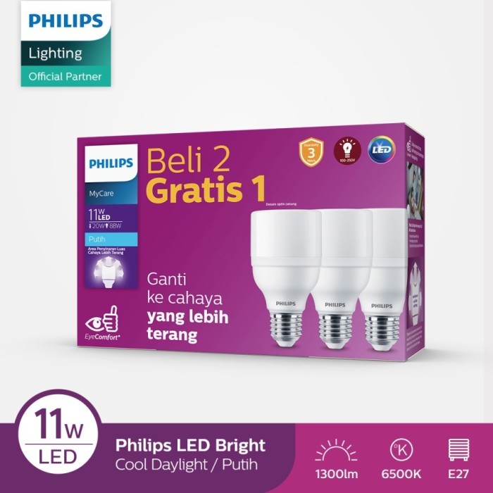 Philips Led Bright Multipack 3CT 11W | Shopee Malaysia