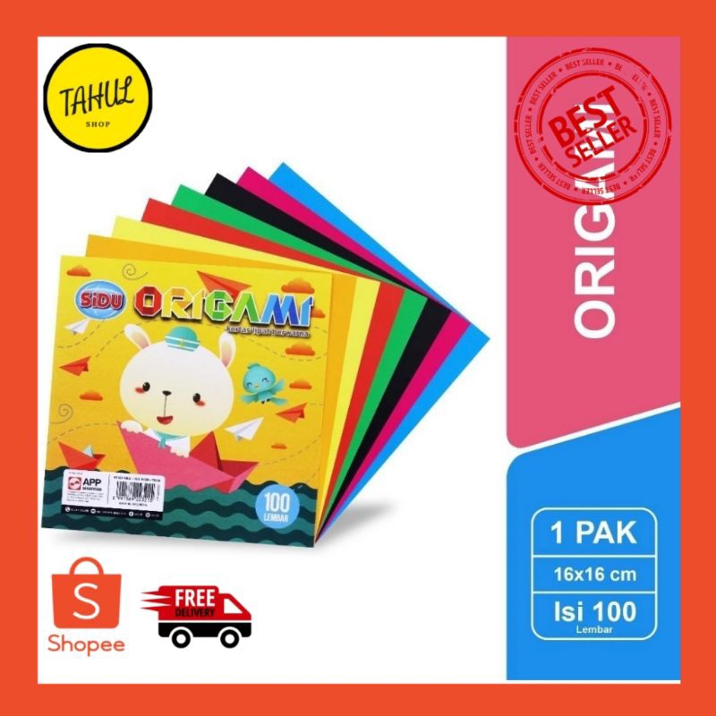 Plain Origami Paper 16x16 cm contains 100 Sheets (Origami sidu ...