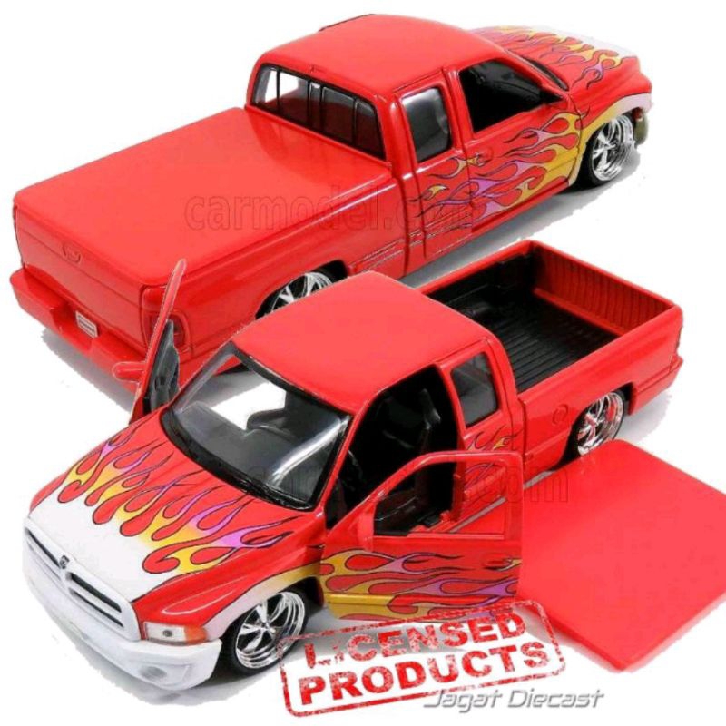 Welly Nex Dodge RAM Quad Cab 1500 Flame Toy Car Hot Rider Jagat Diecast ...
