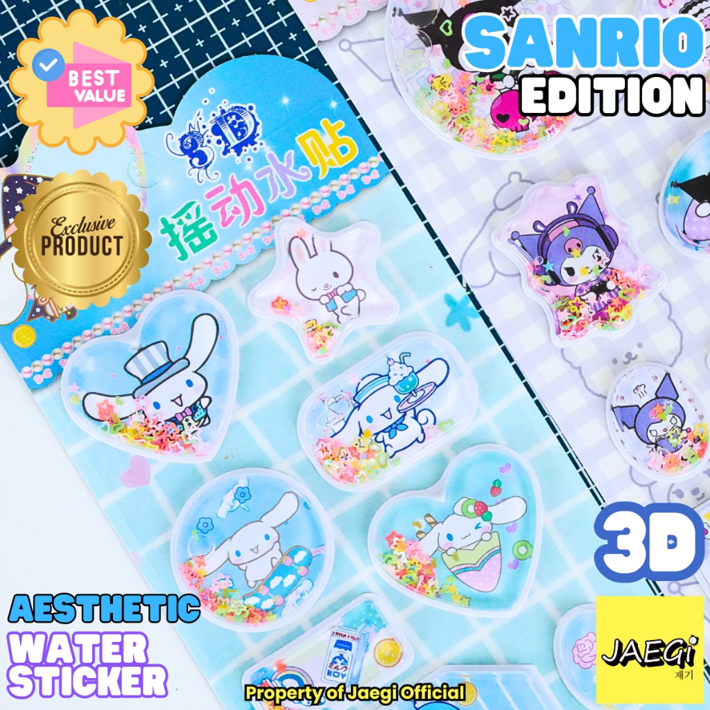 Jaegi - Aesthetic 3D Water Sticker Sanrio Edition Pack Premium Edition ...