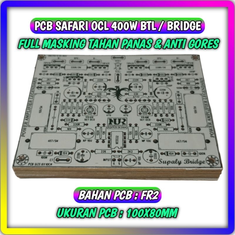 Pcb safari bridge pcb ocl 400w bridge btl pcb power amplifier | Shopee ...