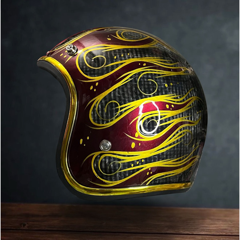 Slimhead 500TX RAW Candy Red Gold Flame - slimhead helmet, vespa helmet ...