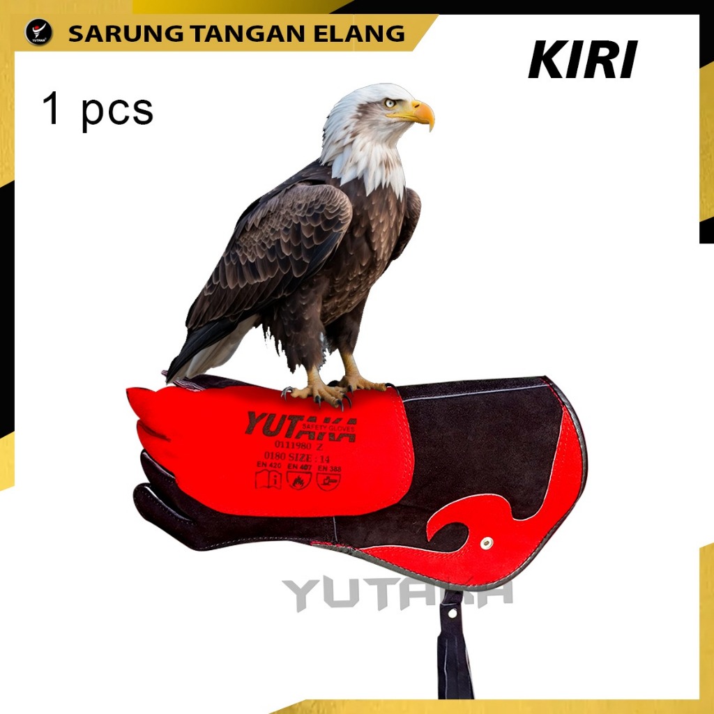 HITAM MERAH Yutaka Eagle / Animal Gloves Thick Leather Material red and ...