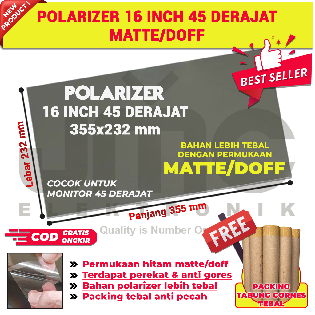 Polaris Polarizer Polarized Lcd 16 inch 355x232mm 45 degrees | Shopee ...