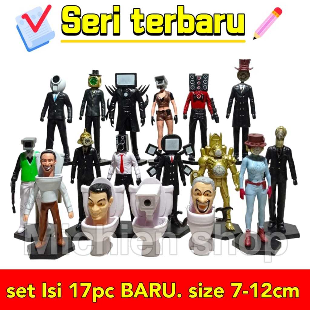 Skibidi Toilet Figure Set contains 17 complete children's toys | Shopee ...