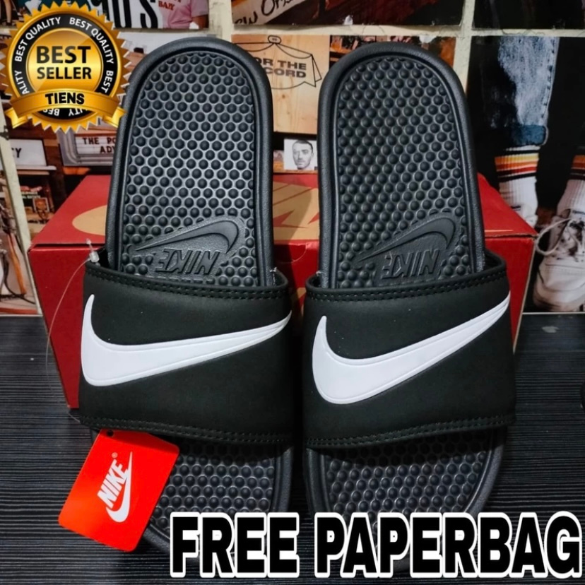 HITAM Nikeee FLIP FLOP BENASSI PREMIUM SLIDE Sandals For Men Women ...