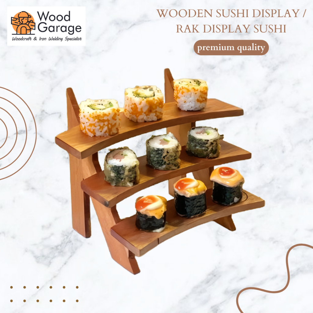 KAYU Wooden sushi display / aesthetic Wooden sushi display rack ...