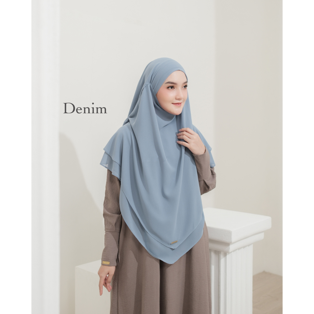 Hijab Khimar Syari 2 Layer Kinari Jumbo French Khimar Siti Aisyah Veil ...