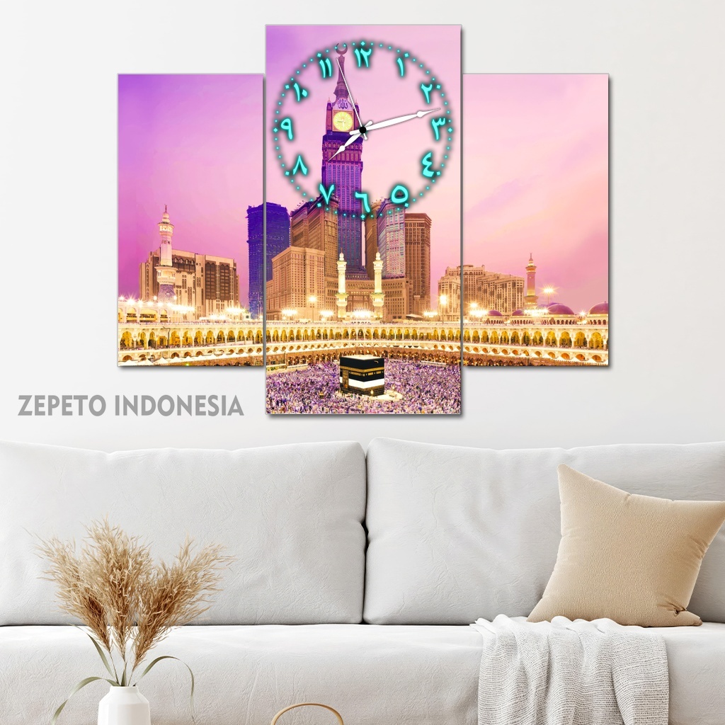 Muslim Makkah Madinah Jumbo Clock 50X40 Multi Panel | Custom Muslim ...