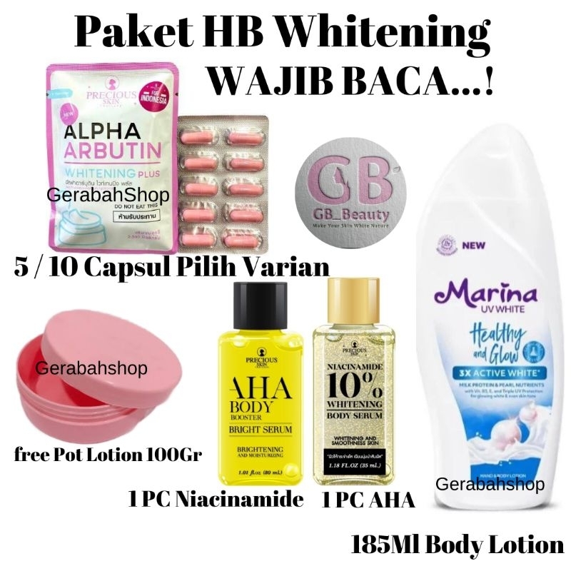 Package Hb Super Whitening Powder Alpha Arbutin Alpha Arbutin Serum Aha ...