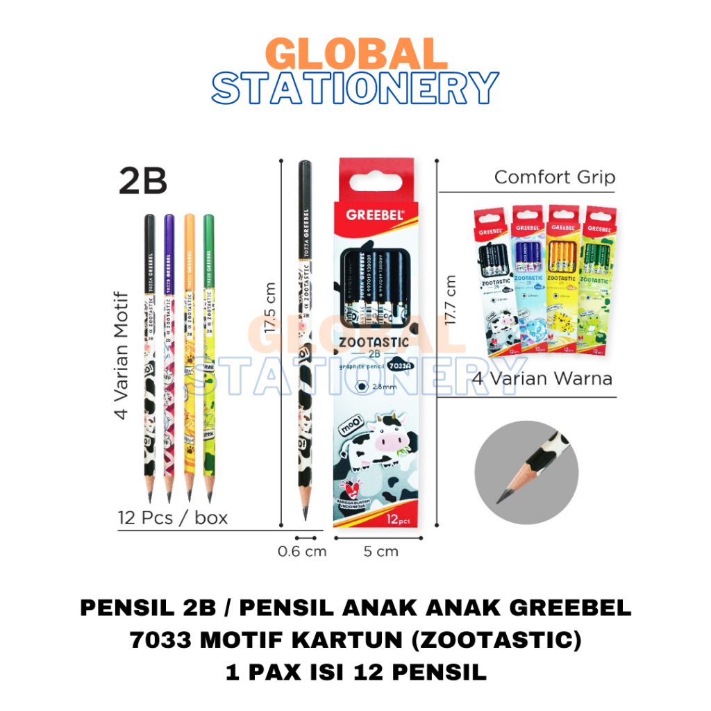 Graphite Pencil 2B Pencil GREEBEL 7033 ZOOTASTIC Children's Cartoon ...