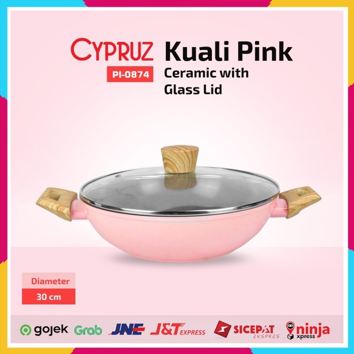 Wok pan pink Ceramic Cypruz Ceramic non-stick frying pan, PFOA Free ...