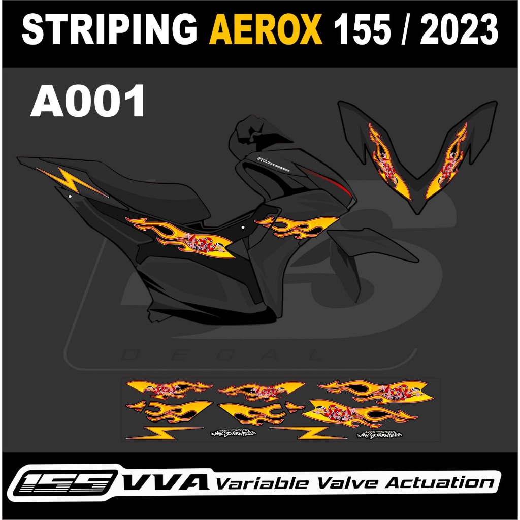 Sticker STRIPING VINYL AEROX ALL NEW MOTIF API 155/STICKER AEROX NEW ...