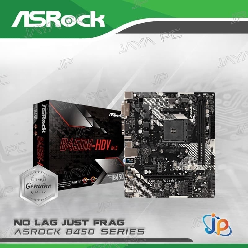 ASROCK B450M-HDV Motherboard R4.0 (AM4, AMD, B450, DDR4, USB3.1, SATA3 ...
