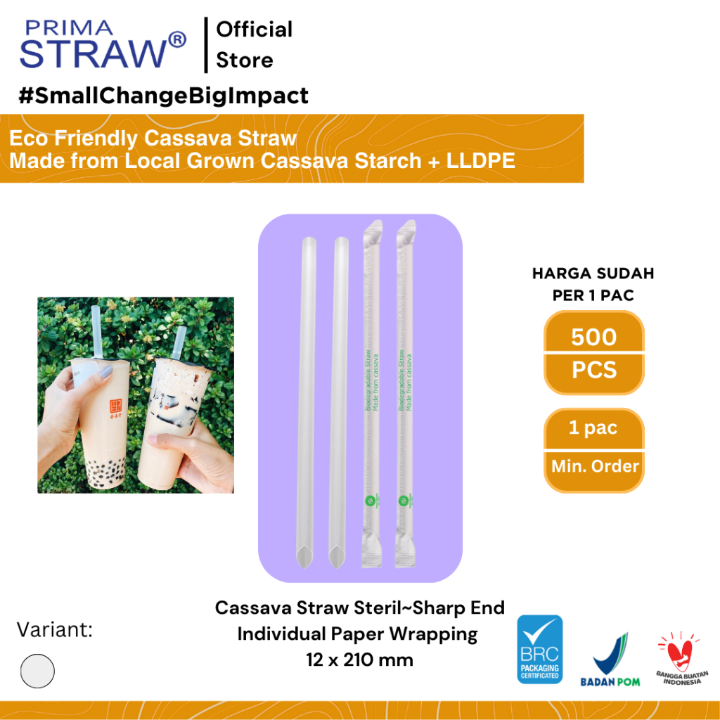 Primastraw - Eco Friendly Boba Cassava Straw - Cassava Straw 12x210mm ...
