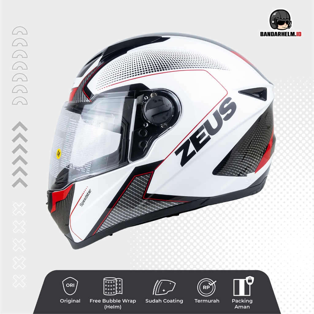 Zeus 811 AL6 WHITE RED Full Face Helmet | Shopee Malaysia