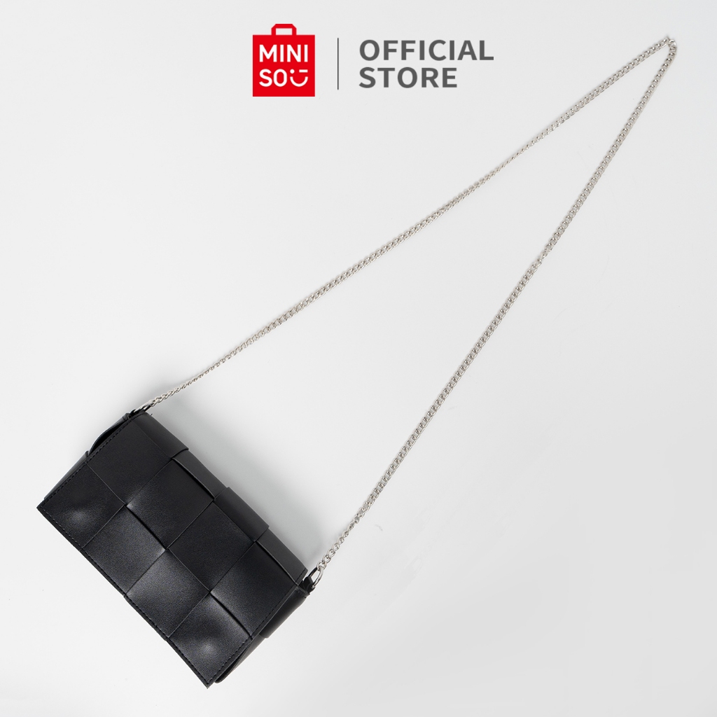 Miniso Women's Chain Crossbody Bag PVC Woven Shell Bag Korean Style ...