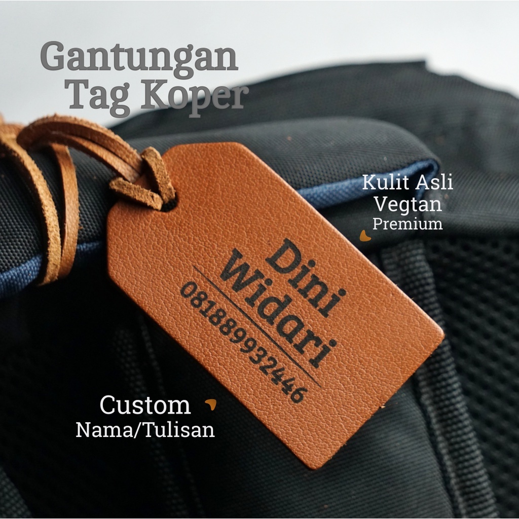 GANTUNGAN Leather Luggage Bag Tag Hanger - Nametag Luggage Tag Bag ...