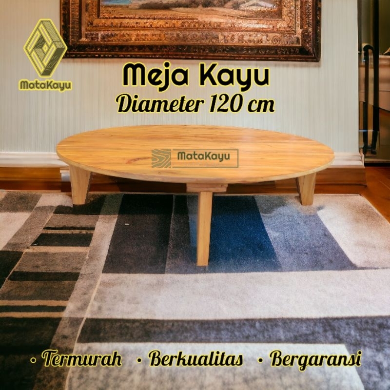 KAYU Minimalist round wooden table dm 120 cm guest table round table ...