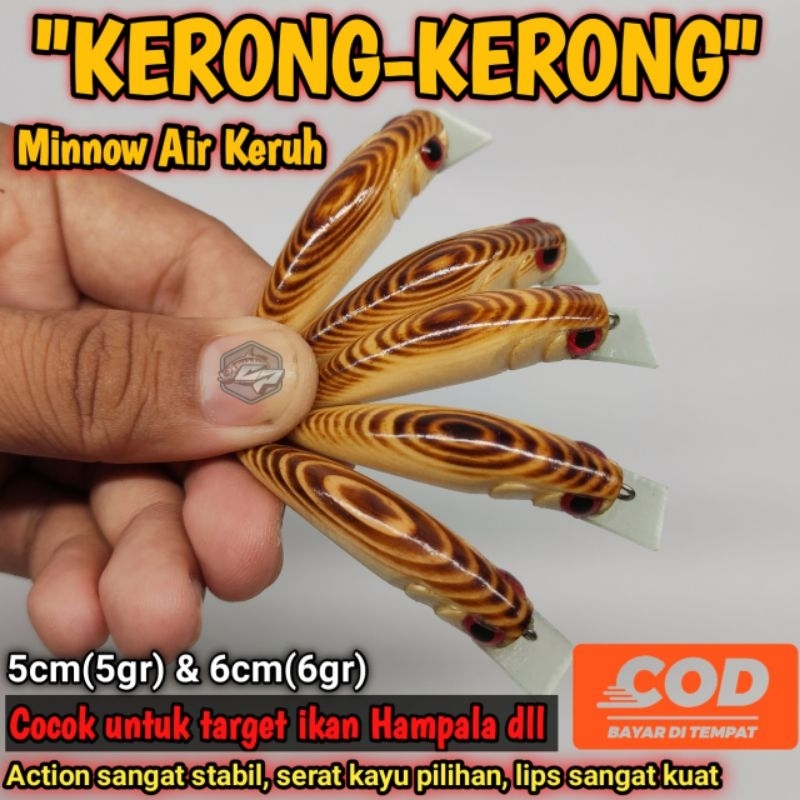 KAYU Wooden Minnows for Turbid Water / kerong Minnows / Burnt Motif ...