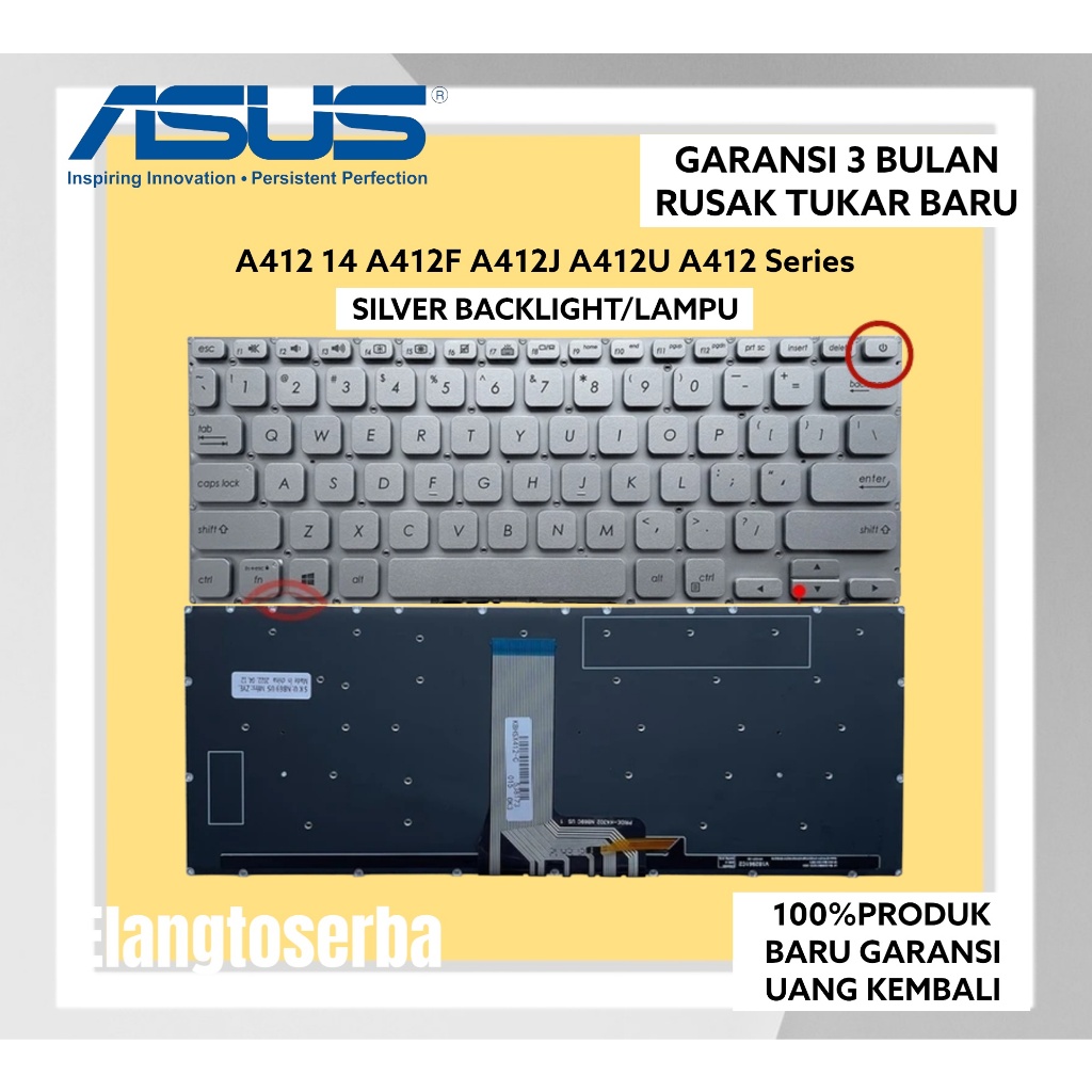 Original ASUS VIVOBOOK 14 A412 A412D A412F SILVER BACKLITE Keyboard ...