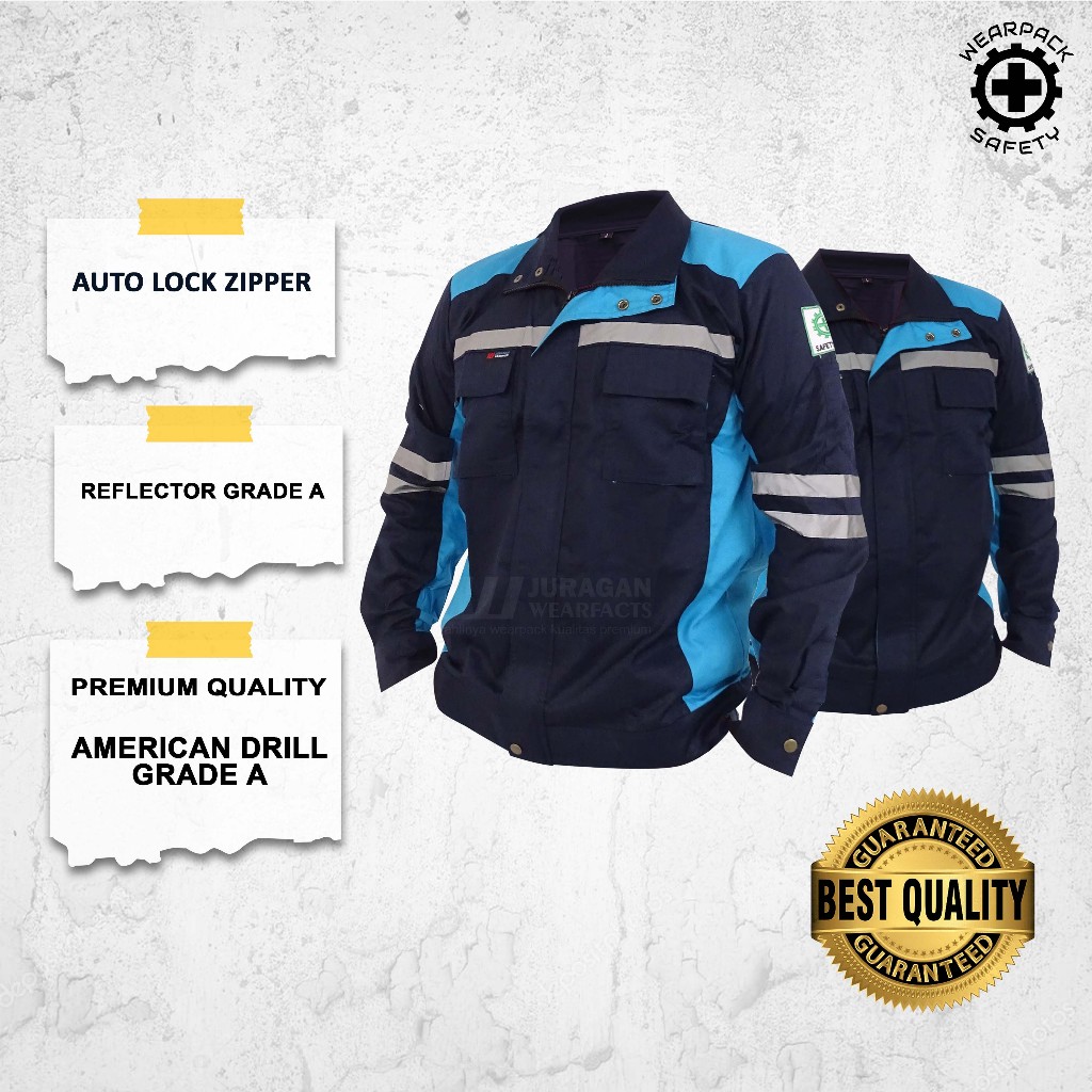 Wearpack Safety Semi Jacket / Long Sleeve Work Clothes, Turquoise Blue ...