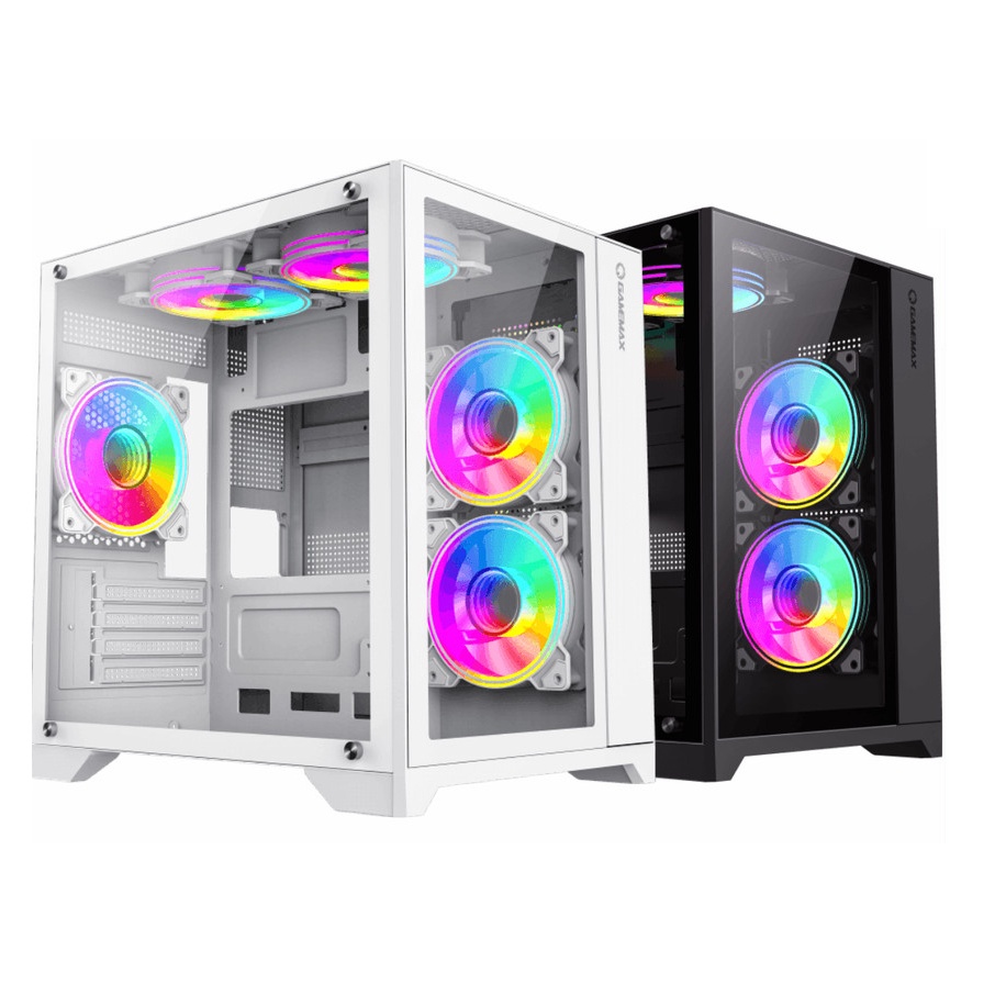 Code Q13B GameMax Infinity Mini MATX ITX Black White GameMax Casing ...
