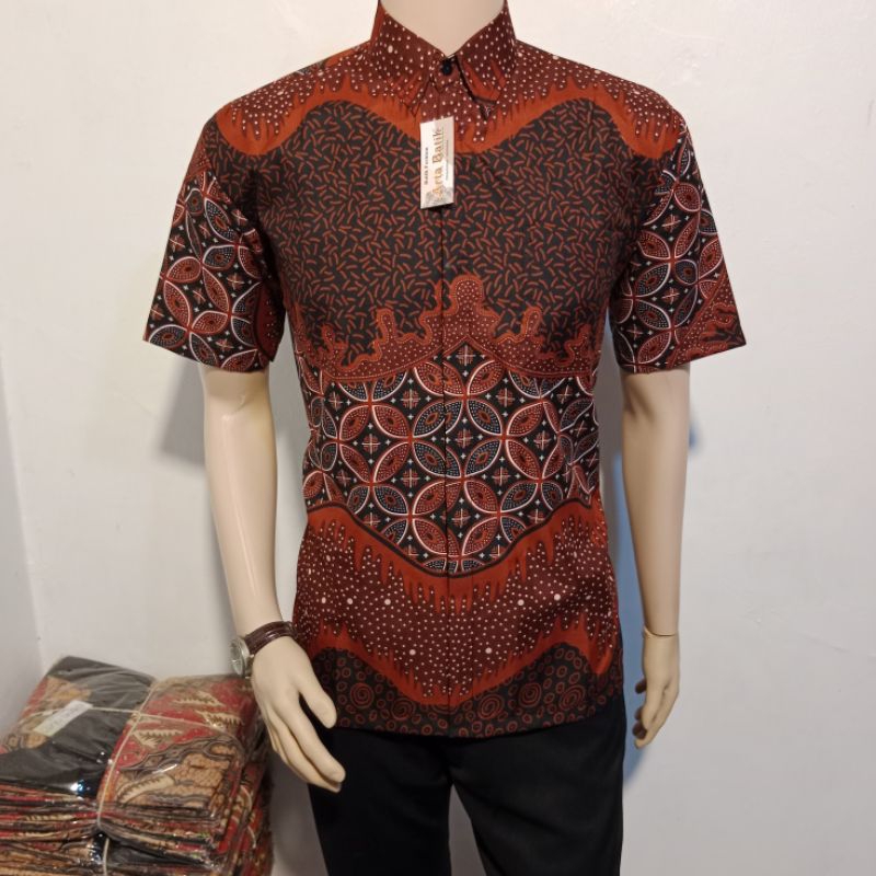 Hem batik kawaung Brown Brick original arta batik super Code 007 modern ...