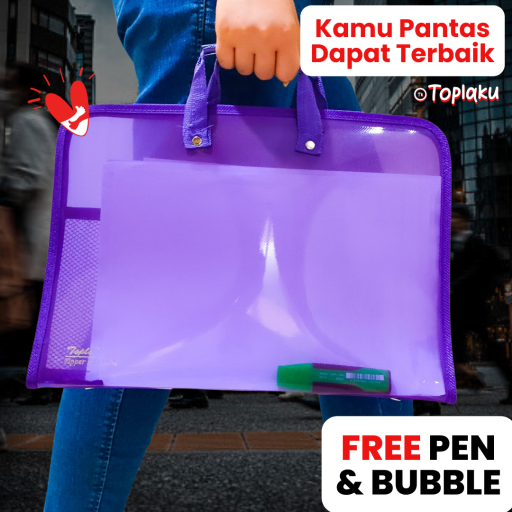 Plastic Zipper Folder Zipper Button File Document Bag Aesthetic ...