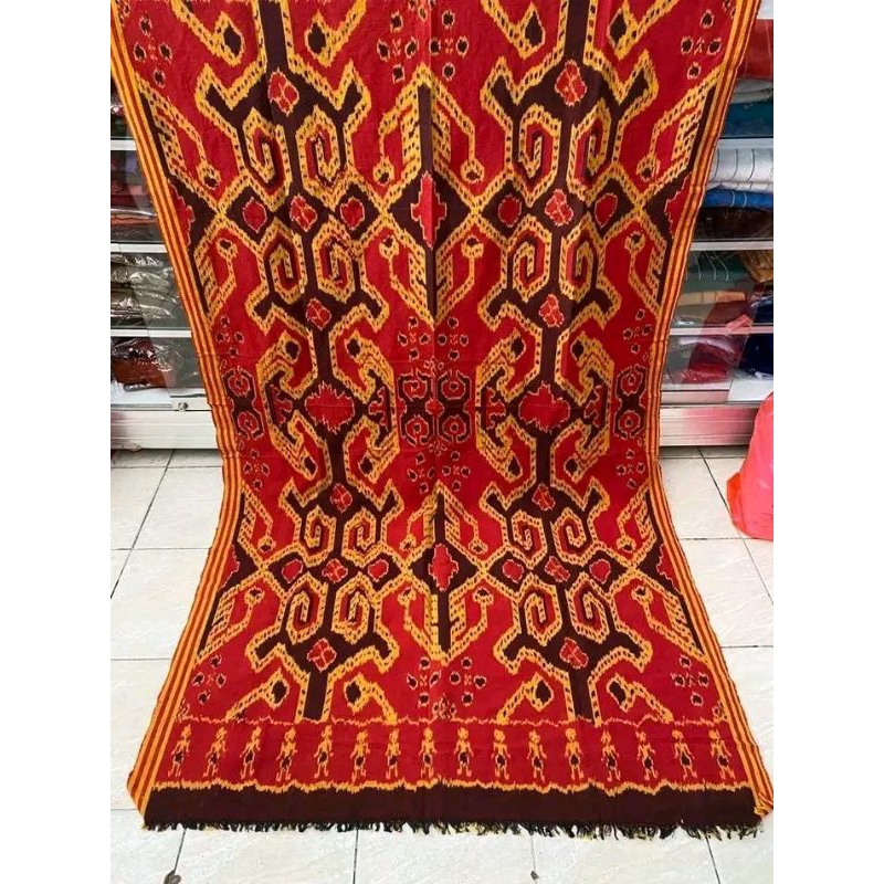 MERAH Toraja motif woven blanket fabric in red and gold - jepara toraja ...