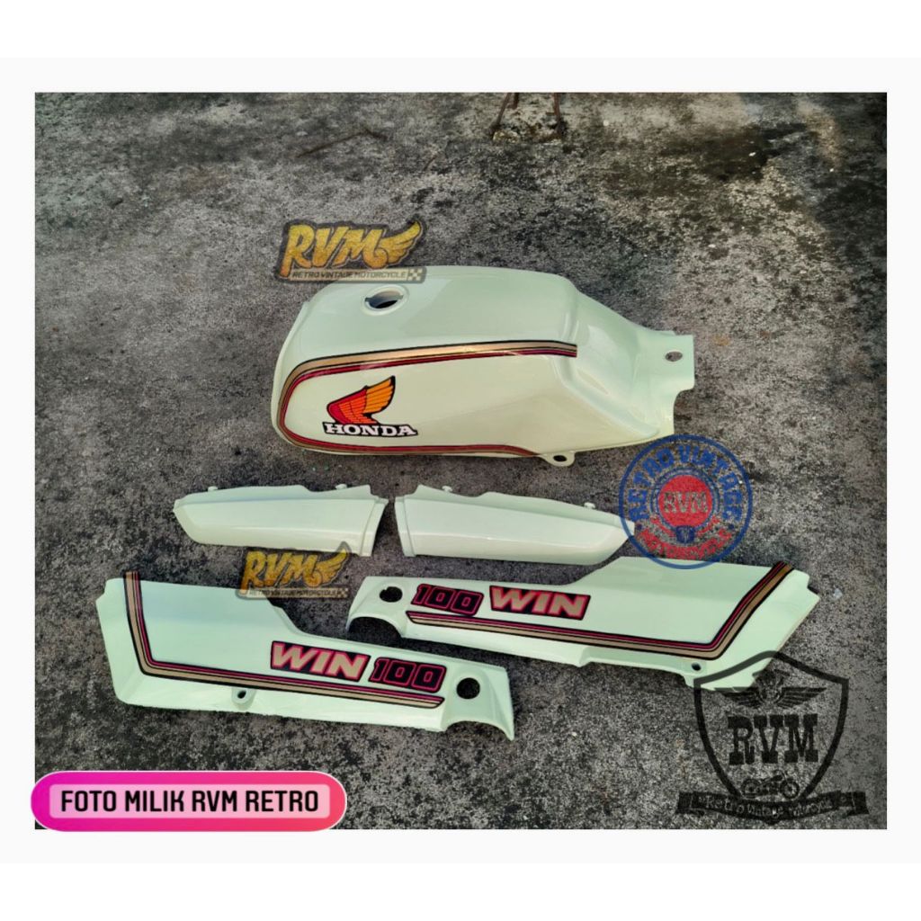 Honda win body cover set cream color 91-96-97-2001 win Worm striping ...