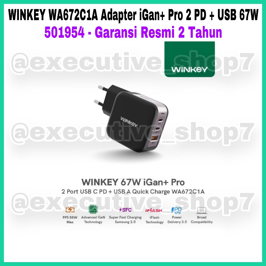 Winkey WA672C1A Adapter iGan+ Pro 2 PD + USB 67W - 501954 - Official 2 Year Guarantee | Shopee ...