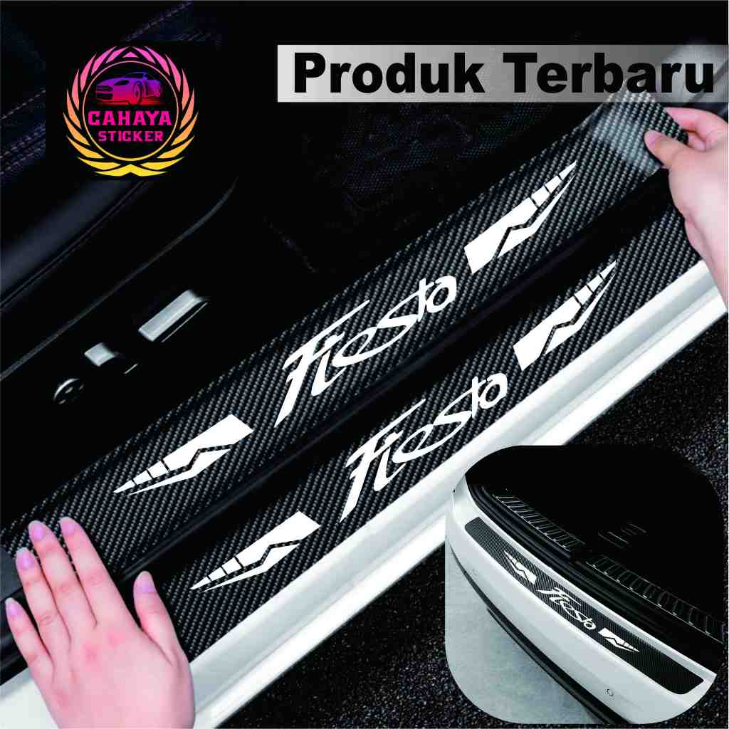 5 pcs fiesta car stickers 3D carbon sill plate stickers fiesta car ...