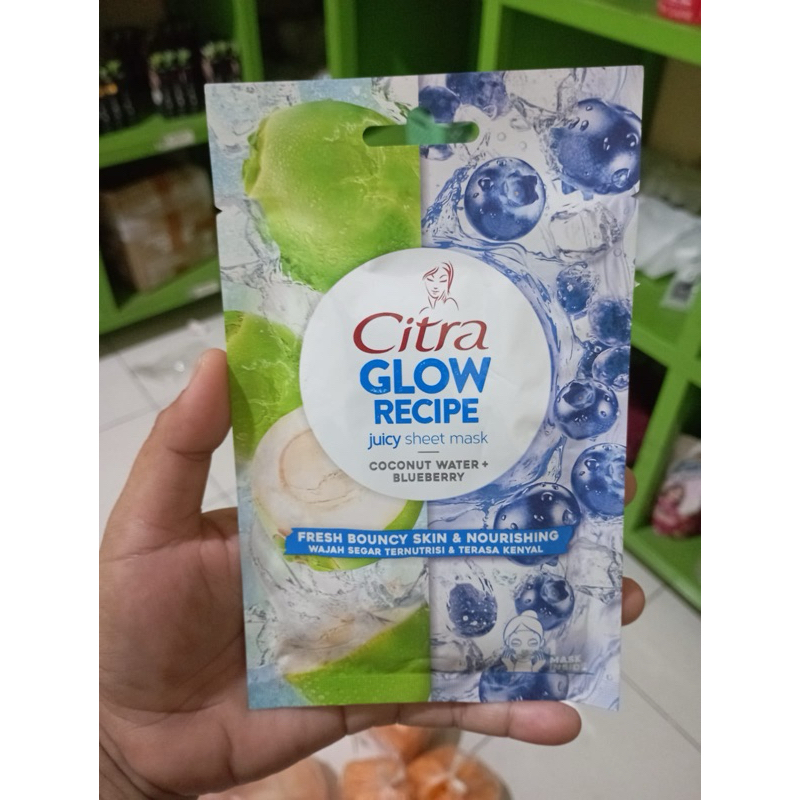 Citra Glow Recipe Juicy Sheet Mask Coconut Water+Blueberry 25g | Shopee ...