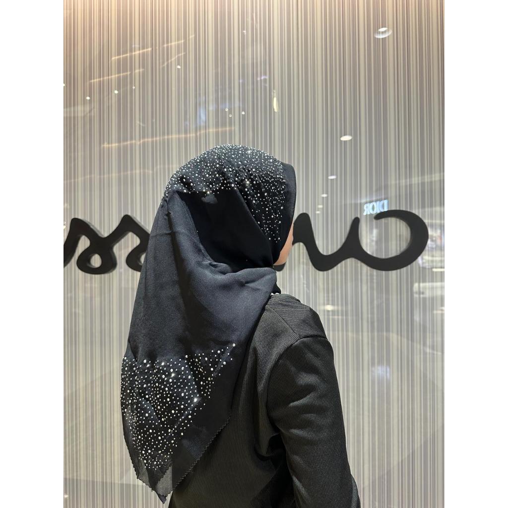 Swarovski rectangular hijab with premium shiny pressed sequins with the ...