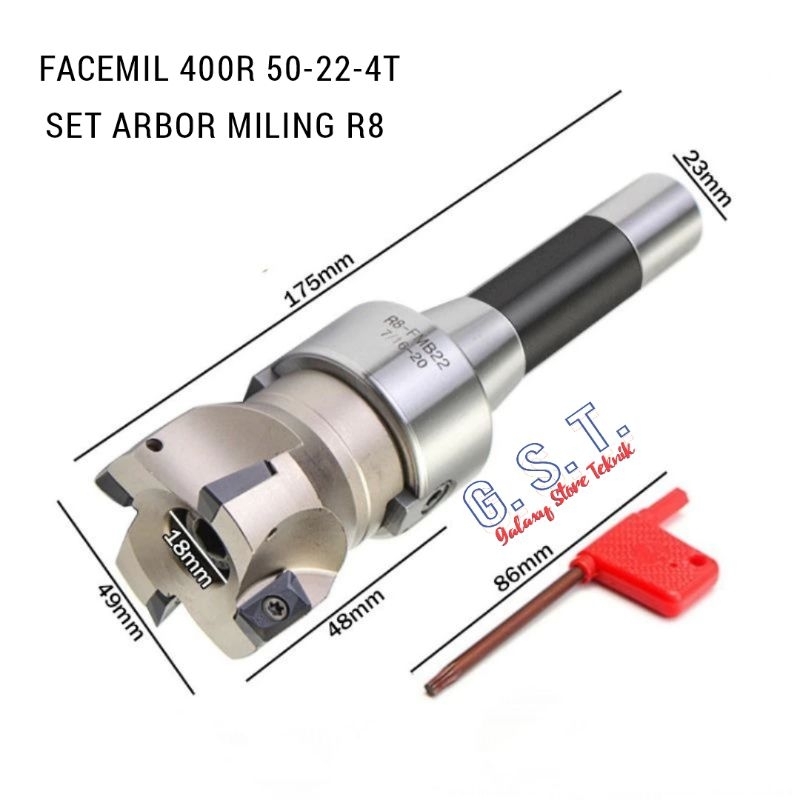 MESIN Facemill BAP 400R 50-22-4T R8 FMB22 arbor Set suitable for ...