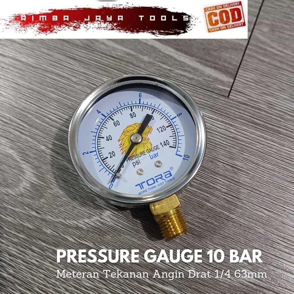WIND Pressure METER 1/4 63MM TORA Pressure Gauge 10 Bar Compressor Pressure Gauge manometer ...
